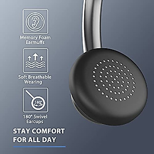 Wireless Headset,Wireless Headphones with Microphone Noise Canceling, v5.3 Bluetooth Headset with Charging Dock & Dongle, Wireless Headset with Microphone for PC,Home/Office-Black/Grey