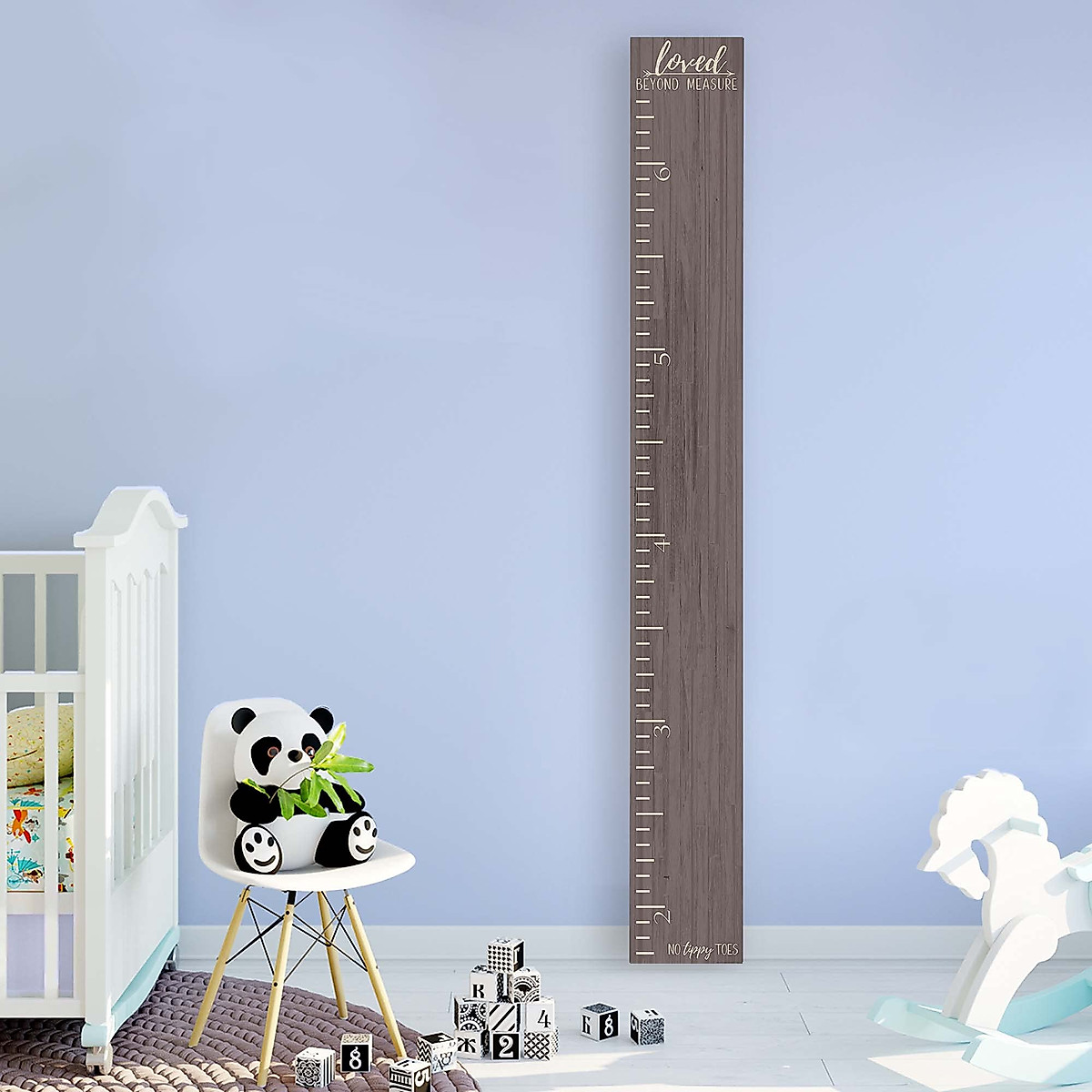 Back40Life Wooden Kids Growth Chart Ruler for Boys and Girls (No Tippy Toes - Loved Beyond Measure) (Ebony Wash)
