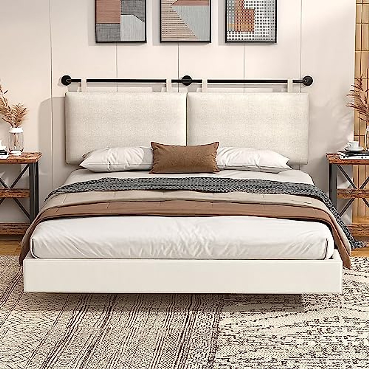 BSHOMGI Headboard for Queen Size Bed, Wall Mounted Headboard with Linen Queen Headboard Only Height Adjustable Beige Head Boards for Bedroom(Beige, Queen)