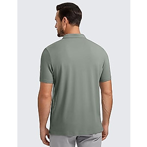 CRZ YOGA Mens Golf Polo Shirts Short Sleeve Moisture Wicking Athletic Shirt Sports Casual Pique T-Shirts Grey Sage Medium