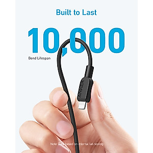 Anker USB-C to Lightning Cable, 310 USB-C to Lightning Cable (6ft), MFi Certified, Bio-Based Fast Charging Cable PowerCore 10000 Portable Charger, 10000mAh Power Bank (Black)