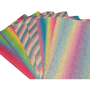 Faux Leather Glitter Fabric Canvas Sheets Rainbow 8 Pieces A4 Size for Bows Earrings Hair Accessories Bag Making DIY Crafts (Mixed Color)