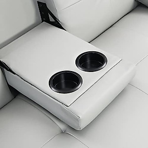 anwickjeff Convertible Folding Futon Sofa Bed with Metal Legs & 2 Cupholders, Modern Faux Leather Upholstered Couch Loveseat Sleeper, Folding Couches Bed, Removable Armrests for Small Spaces (White)