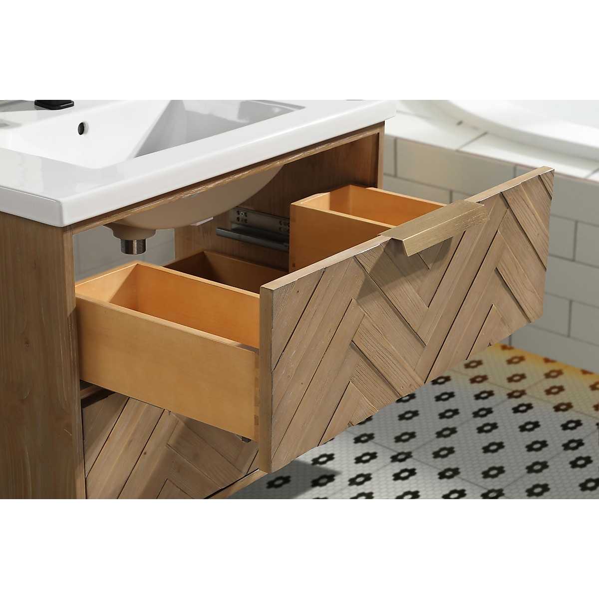 Ari Kitchen & Bath Carlsbad 30" Floating Bathroom Vanity Weathered Fir