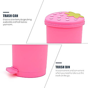 Toddmomy Kawaii Decor Strawberry Trash Can Cute Strawberry Desk Trash Can Small Plastic Kawaii Trash Can Cute Trash Can for Home, Desk, Car, Office, Kitchen (Pink) Pink Room Decor