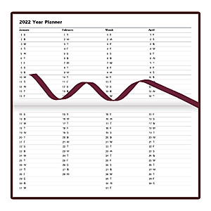 LETTS Classic Weekly/Monthly Planner, 12 Months, January to December, 2022, Week-to-View with Appointments, Gold Corners, Horizontal, 6.625" x 3.25", Burgundy (C32SBY-22)