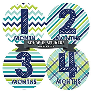 Monthly Stickers for Boy 12 Milestone Sticker Baby Month Infant First Year Belly Gift