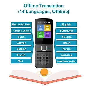 Language Voice Translator Device Portable Smart Translator Two Way Online 138 Languages Real Time - Black