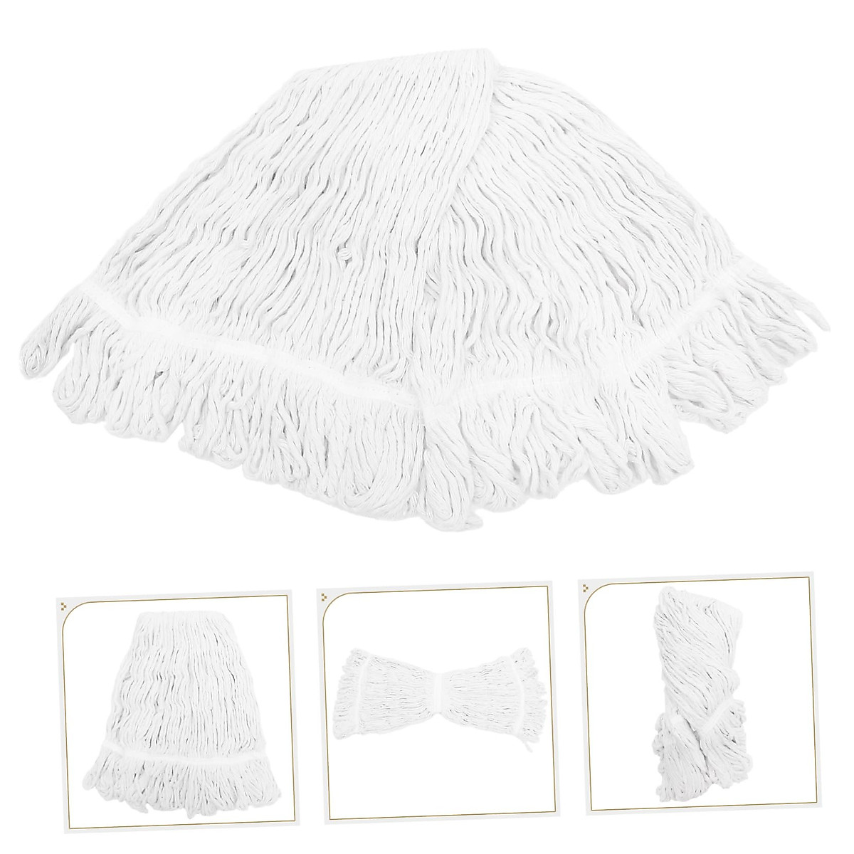 STOBAZA Mop Replacement Head Mop Head Floor Cleaning Mop Head Hardwood Floor Cleaner Wet Mop Head Refill Reusable Mop Pad Household Mop Pad Commercial Mop Head White Cotton Thread