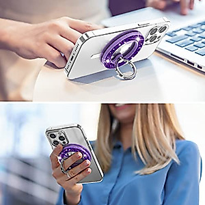 Magnetic Phone Ring Holder for Magsafe-DATIMIRA Magnet Finger Grip Stand,Adjustable Kickstand Removable for iPhone 15 14 13 12 Pluss, Pro, Pro Max, Mini Wireless Charing Accessories,P-Purple