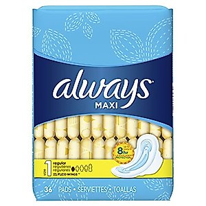Always Regular Maxi Pads with Wings, Unscented