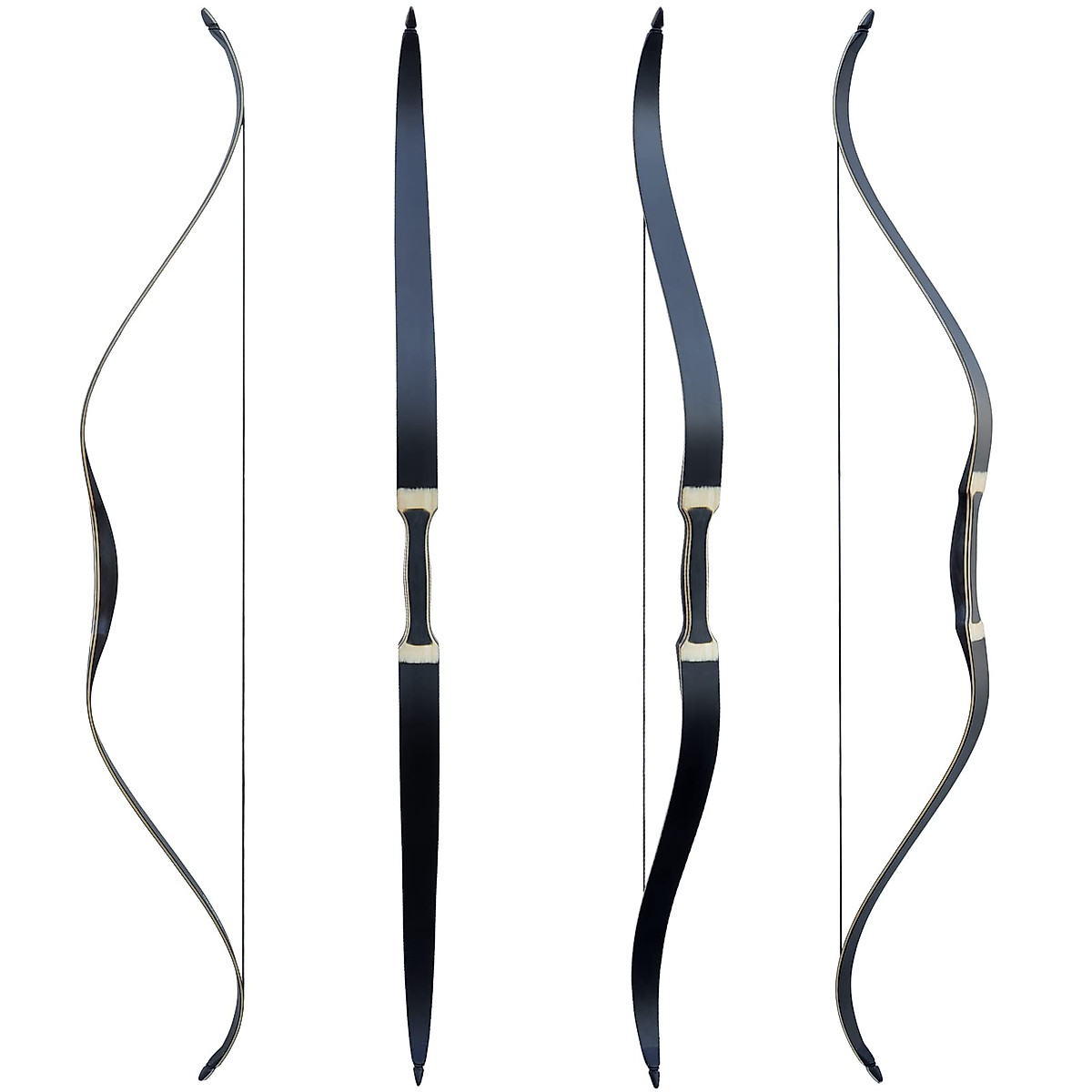 OBTOUTDOOR Black Hunter Recurve Bow 20lbs-55lbs 51Inches Traditional Handmade Wood Recurve Bow for Archery Hunting Recurve Bow