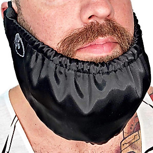 Beard Gains Beard Bandana - Mens Bedtime Bib Made In USA - Adjustable Facial Hair Apron Guard Bonnet Rag (Short String Over Ear)