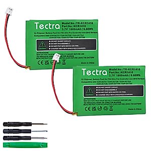 Tectra 2Pcs 1800mAh KCR1410 Battery for Sony PlayStation 4 PS4 Slim/Pro Wireless Dual Shock Controller CUH-ZCT2, CUH-ZCT2U, New 2016 Version Or Newer (Small Plug)
