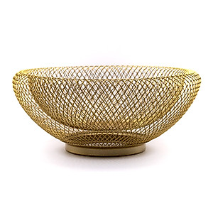 Metal Fruit Bowl Nordic Style Black or Gold Color , Made with Iron Mesh, Modern Centerpiece to Kitchen Decor and Dining Table, Medium