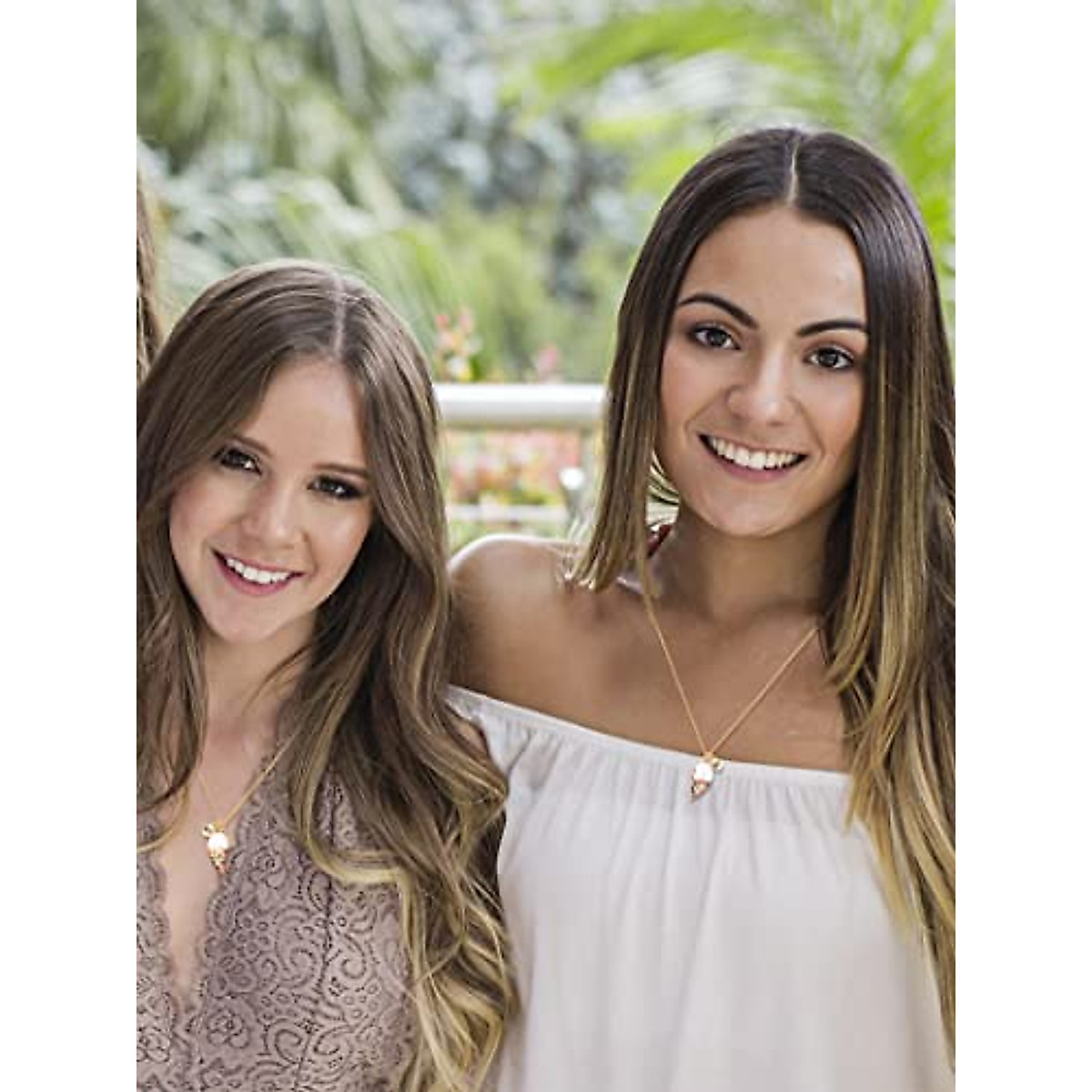 HUASAI Bff Necklace for 2 Girls Matching Friendship Necklace Half Heart Pendant Flamingo Necklace Best Friends Necklaces for Sister Birthday Gifts (D: white heart necklace)