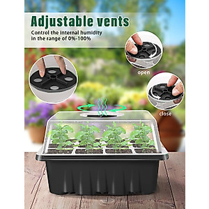 14 Packs Seed Starter Tray, 168 Cells Total Tray, Seed Starting Kit with Adjustable Humidity Dome and Base Plant Starter Kit Mini Greenhouse Germination Kit with 2 Garden Tools and 20 Plant Labels