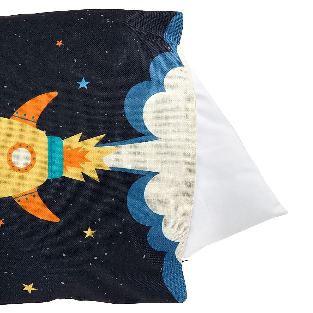 Juvale 4 Pack Spaceship Decorative Kids Throw Pillow Covers, 4 Designs, Astronaut, Rocket Ship, Galaxy Theme (18 x 18 in)