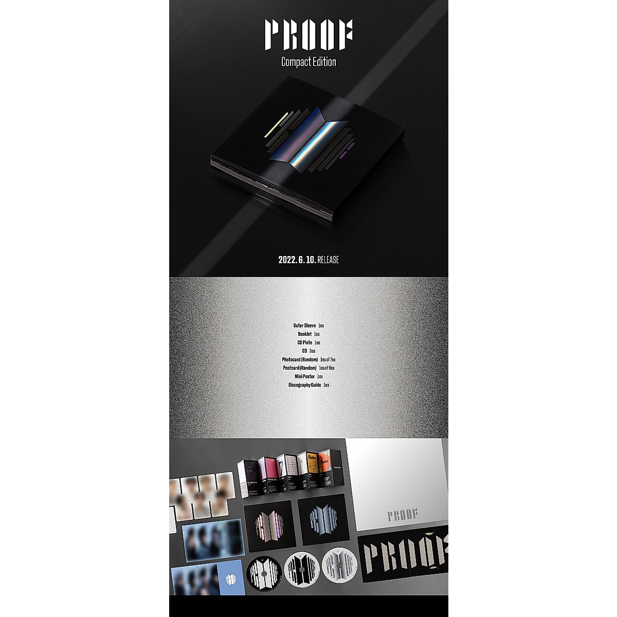 Dreamus BTS - Proof Standard+Compact Edition SET [BTS Anthology Album] 6CD+1Folded Poster, 188 x 250 x 59 mm (BHE0116)