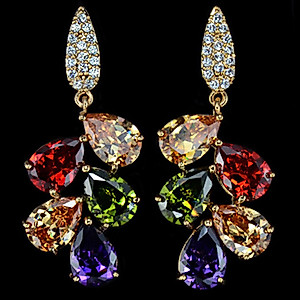 Earring for Women, Classic Multi Gemstones 14K Rose Gold Plated Earring with Amethyst Garnet Morganite Peridot Women Jewelry