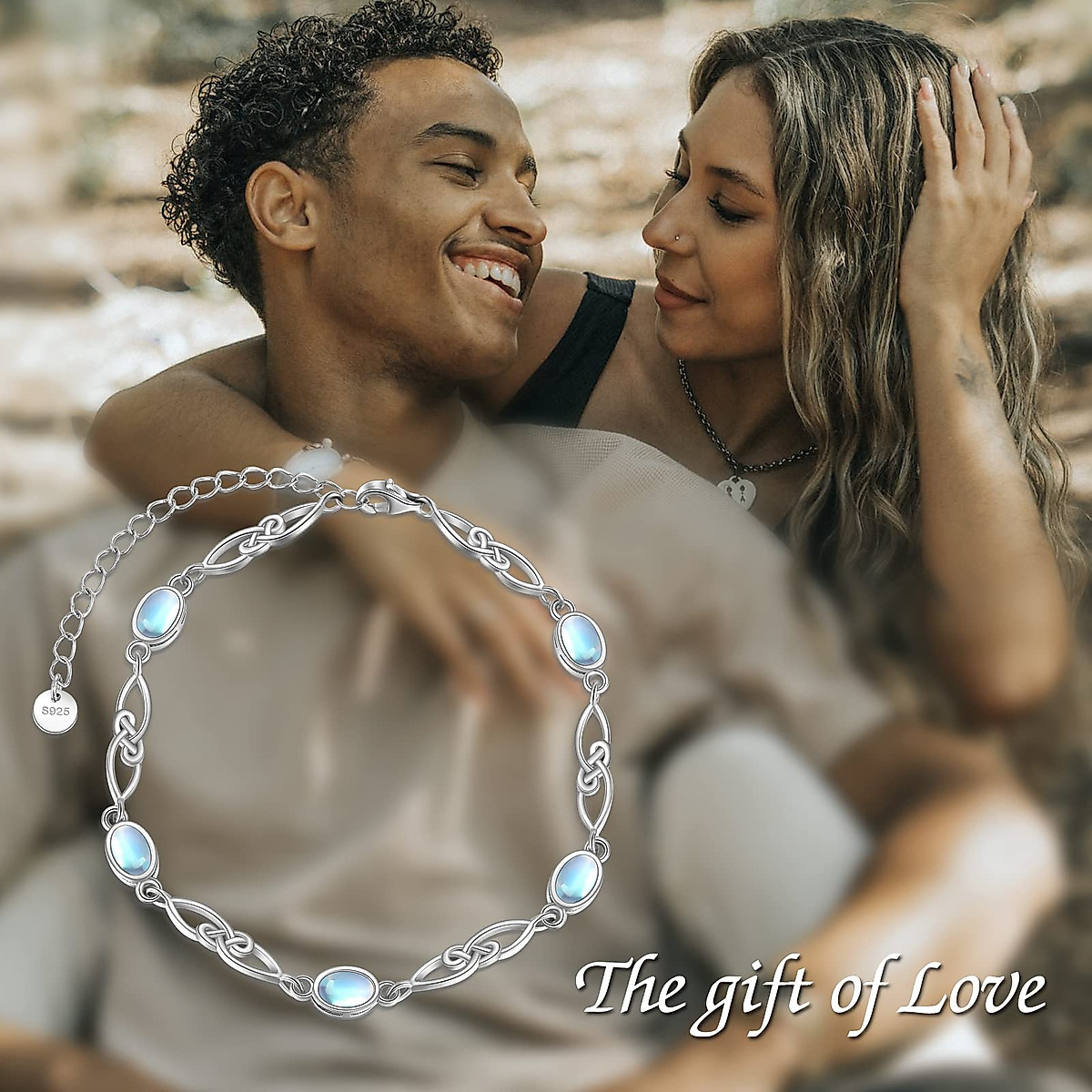 YFN Infinite Moonstone Bracelet 925 Sterling Silver Celtic Infinite Love Moonstone Bracelet Moonstone Jewelry for Women