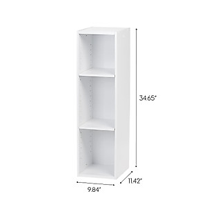 IRIS USA 2-Tier Cubby Storage Bookshelf with Adjustable Shelves, 8" Width Stackable Easy Assembly Space Saving Shelving Unit Bookcase, White