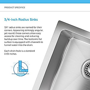 MR Direct 2620S-18 Stainless Steel Undermount 26 in. Single Bowl Kitchen Sink