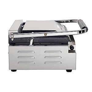 Kratos Commercial Electric Panini Sandwich Grill with Smooth Plates, 14" x 9" Cooking Surface, Commercial Countertop Panini Press, 120V, 1750W (29Y-021)
