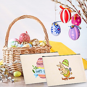 Visbouble 6 Pack Blank Craft DIY Canvas Makeup Bag - Cosmetic Bag with Zipper, Easter Gift Plain Pencil Case Pen Pouch for Cricut, Travel Toiletry Small Bag with 6 PCS Individual Gift Packaging