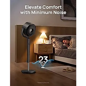 Dreo Fan for Bedroom, 120° Oscillating Standing Pedestal Fan, DC Motor, 80ft Air Circulator for Whole Room, 8 Speeds, 3 modes, 120° Manual Vertical Tilt, Quiet, 23dB, 35-40" Adjustable Height, Timer