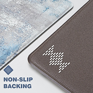 ASPMIZ Farmhouse Kitchen Rug Set 2 Piece, Floral Kitchen Rugs and Mats Waterproof, Anti Fatigue Kitchen Runner Rug Non Slip Washable, Cushioned Kitchen Mat for Floor, 18'' X 48'' + 18'' X 30'', Black