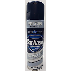 Barbasol Thick & Rich Shaving Cream (with Vitamin E & Aloe) - Fragrance Free -10.5 oz can