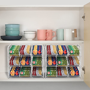 Can Organizer for Pantry Can Rack Organizer Stacking Can Dispensers Holds up to 36 Cans for Kitchen Cabinet, White