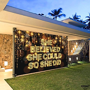 KatchOn, She Believed She Could So She Did Banner - XtraLarge 72x44 Inch | Congratulations Banner, Congratulations Decorations | 2024 Graduation Party Decorations, Graduation Decorations Class of 2024