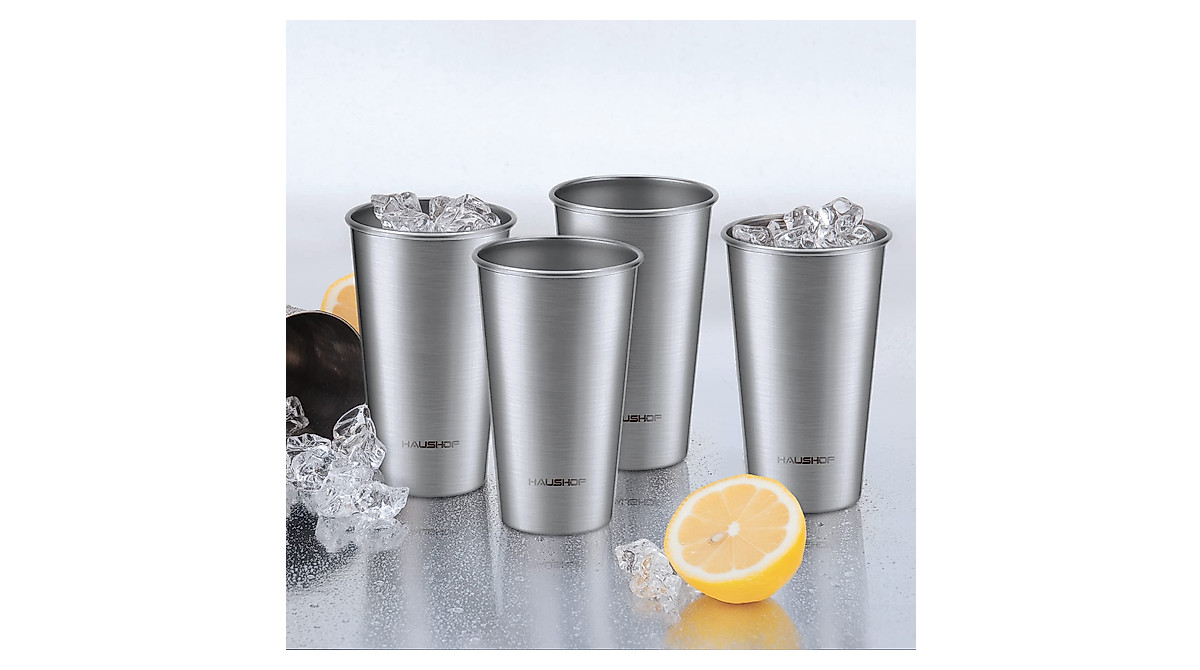 HAUSHOF 20 oz Stainless Steel Pint Cups - Stackable & Unbreakable