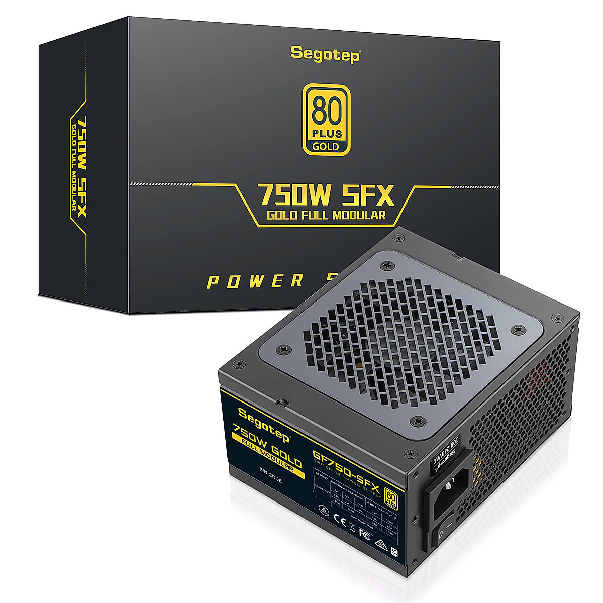 Segotep GF750 SFX Power Supply Fully Modular 750W 80+ Gold PSU, Silent 80mm FDB Fan