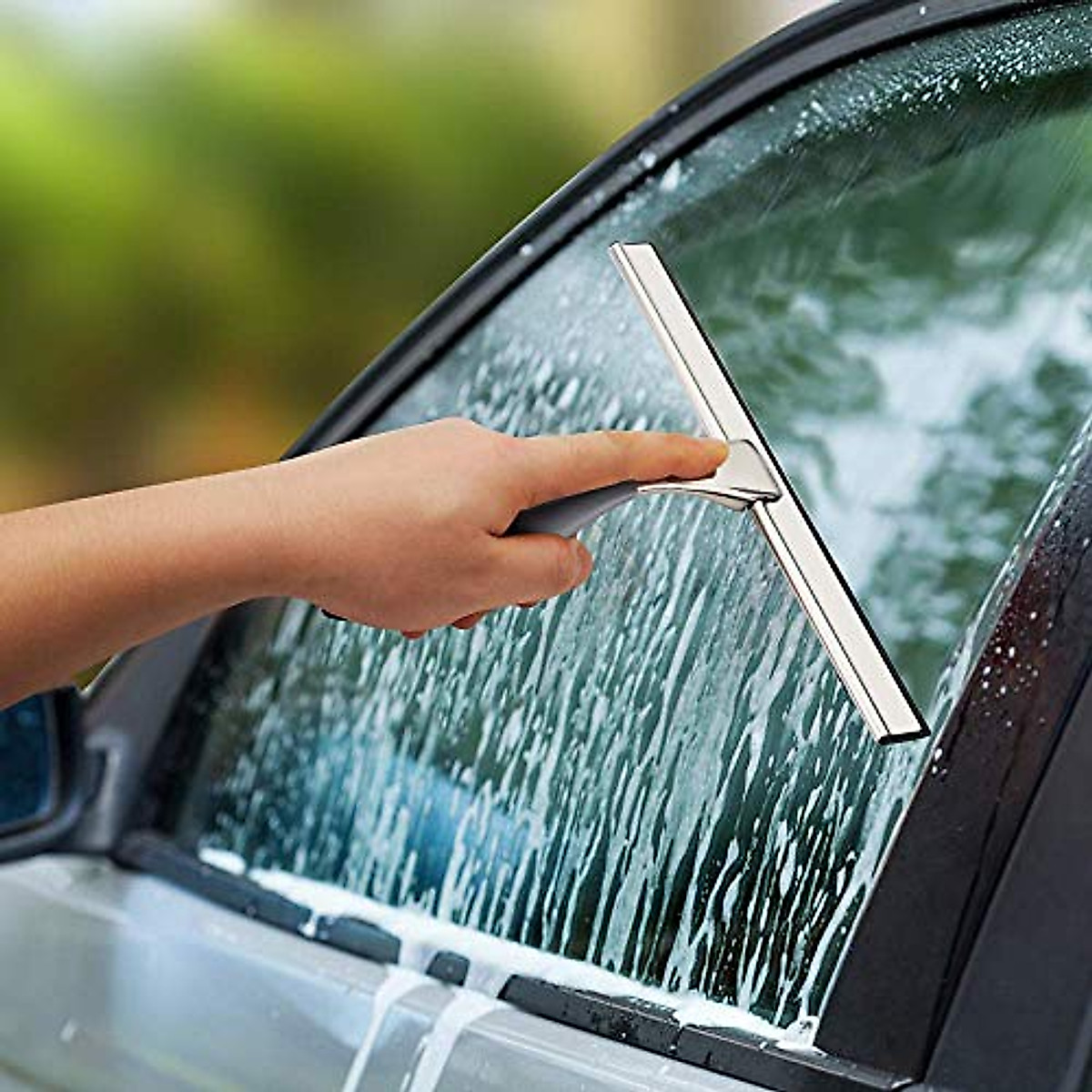 Bundle Set of Adhesive Bathroom Shower Shelf and Stainless Steel Shower Squeege 10 Inches