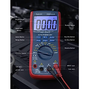 AstroAI Digital Multimeter and Analyzer TRMS 6000 Counts Volt Meter Ohmmeter Auto-Ranging Tester; Accurately Measures Voltage Current Resistance Diodes Continuity Duty-Cycle Capacitance Temperature