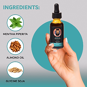 CHECO THE BARBER Beard Oil: with all mint, almond and soy oils, beard oil, with excellent and nourishing ingredients, Premium quality beard oil, (1 Fl oz)