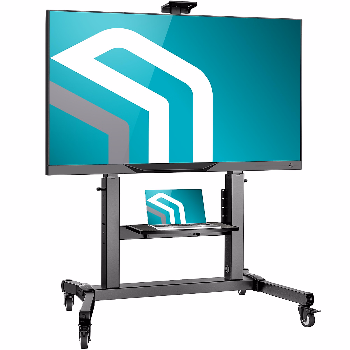 ONKRON Mobile TV Stand for 50-100 Inch TV up to 265 lbs, Heavy Duty TV Stand Adjustable Height with +5/-5° Tilt - max VESA 1000x600 Portable TV Stand on Wheels/TV Cart Rolling TV Stand Tall Black