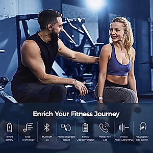 Lakukom Bluetooth Headphones, Deep Bass Wireless Running Headphones w/16 Hrs Playtime, Bluetooth Earbuds in-Ear w/Earhooks, IPX7 Waterproof Sports Earphones with Microphone for Calls