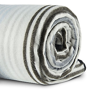 VonShef Picnic Blanket - Large 58" x 71" Soft Waterproof Folding Picnic Blanket for Outdoor Picnics, Beach, Camping - Gray Striped Pattern