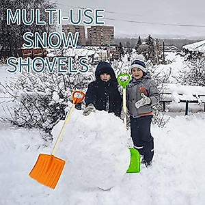 POMIKU Kids Snow Shovels, 2PCS 35" Long Plastic Snow Shovels for Boys and Girls, Wooden Handle, Tool for Age 5 Year Old and Up