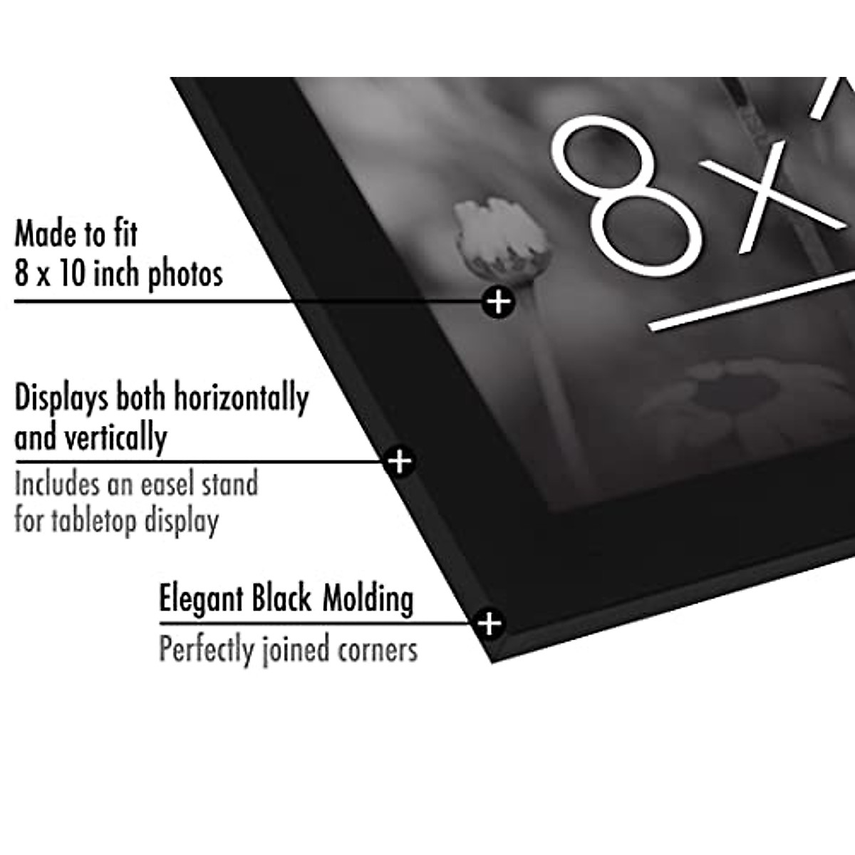 Americanflat 8x10 Picture Frame - 6 Piece Gallery Wall Frame Set in Black - Composite Wood with Polished Plexiglass - Horizontal and Vertical Formats for Wall and Tabletop