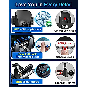 VANMASS Universal Car Phone Mount,【Patent & Safety Certs】 Upgraded Handsfree Dashboard Stand, Phone Holder for Car Windshield Vent, Compatible iPhone 14 13 12 11 Pro Max Xs XR X, Galaxy (Blue)