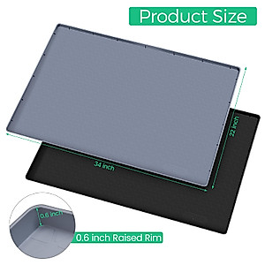 TRZZ Under Sink Mat 34" x 22", Under Kitchen Sink Mat Waterproof, Silicone Under Sink Mat for Shelf Liner Organizer, Cabinet Sink Protector Drip Tray for Bottom Kitchen, Bathroom (Grey)