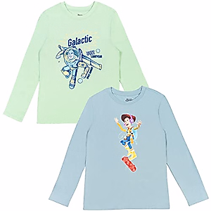 Disney Pixar Toy Story Buzz Lightyear Woody Toddler Boys 2 Pack Graphic T-Shirts Blue/Green 5T