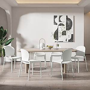 LESHI Dining Chair Modern Kitchen Dining Room Chairs Minimalist Style Creative Design- Set of 2, Premium Plastic, White