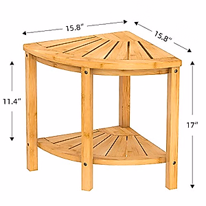 Zhuoyue Corner Shower Bench & Shower Stool with Storage Shelf, Corner Seat for Shower, Use as Small Corner Table
