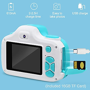 Camera with Flash for Kids Boys Age 3-9, Front Rear Dual-Lens Selfie Video Digital Camera for Preschool Children, Christmas Birthday Travel Toy Gifts for Toddler Boys 3 4 5 6 7 8 9 Years Old (Blue)